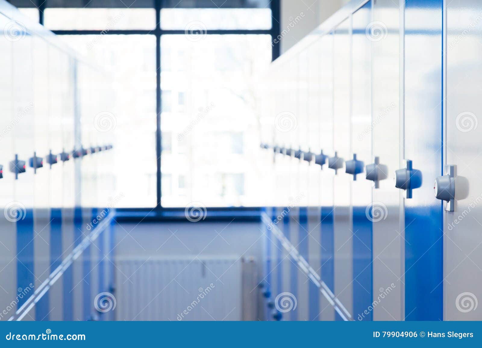 Blue modern lockers stock photo. Image of factory, blue - 79904906
