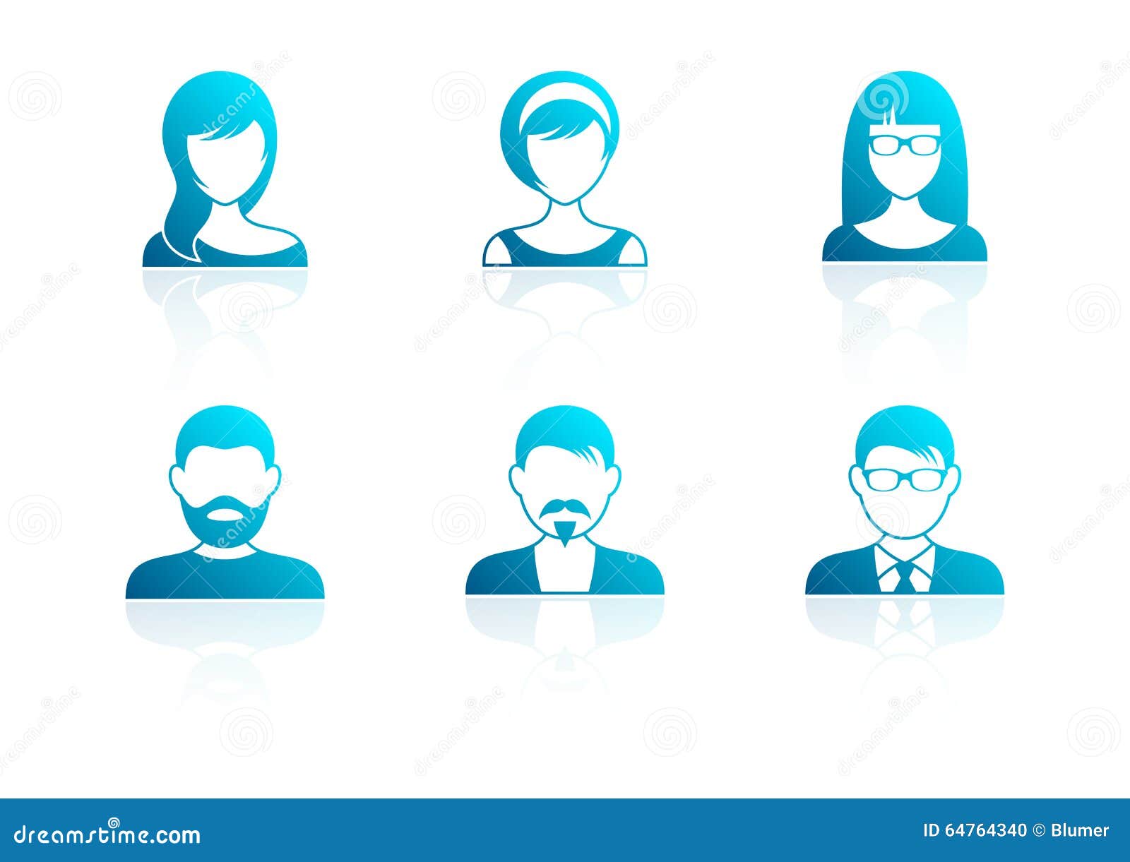 Blue Modern Men and Women Icons Stock Vector - Illustration of avatar ...