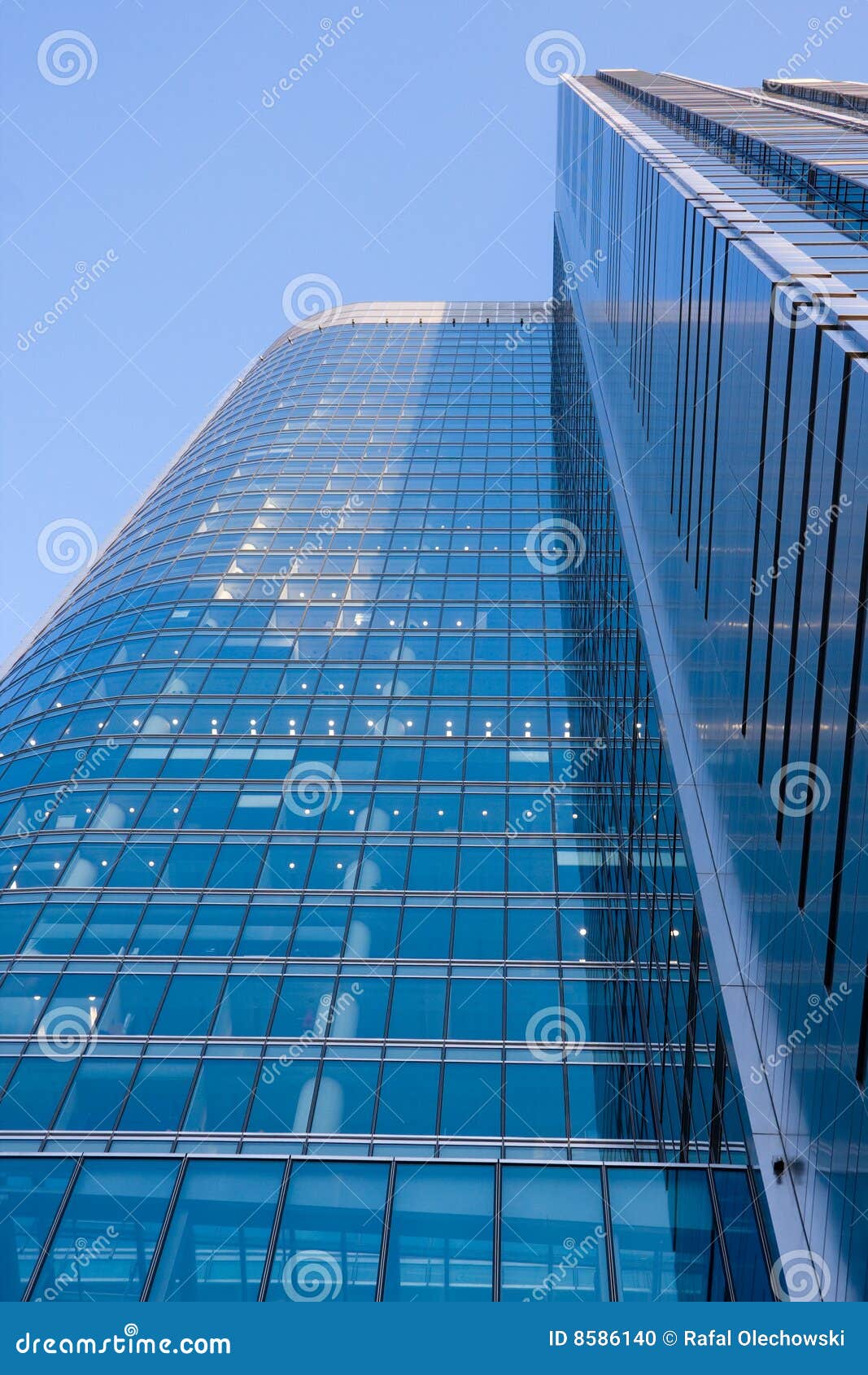 Blue Modern Office Building Stock Photo - Image of estate, perspective ...