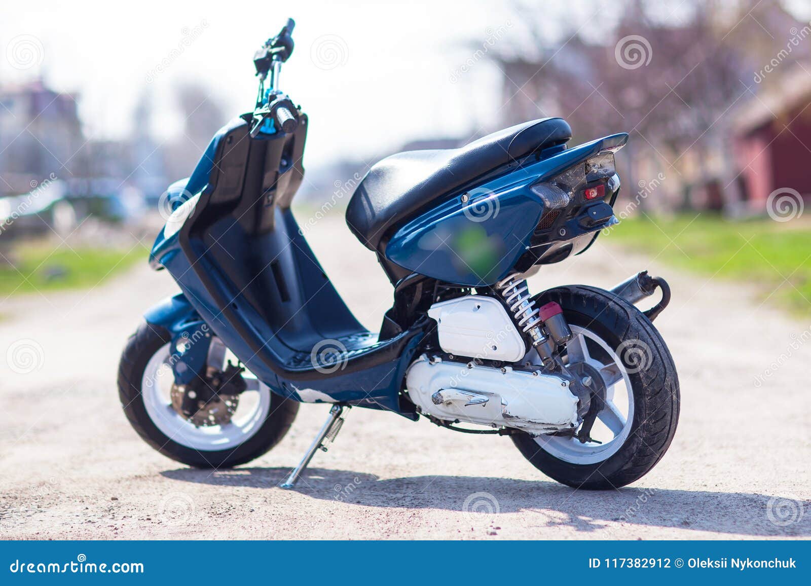 Blue Modern Scooter on the Gravel Road Stock Photo - Image of transport ...