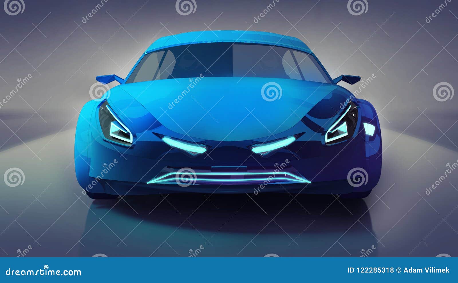 Blue Modern Speed Car Front Study Stock Illustration - Illustration of ...
