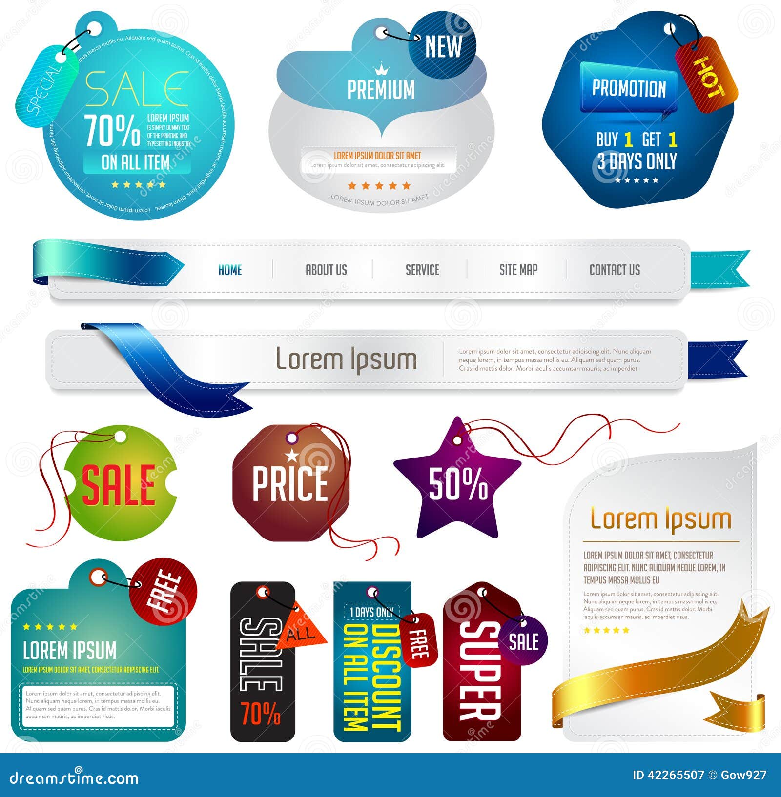 Blue Modern Tags, Labels, and Headers Design with Stock Illustration ...