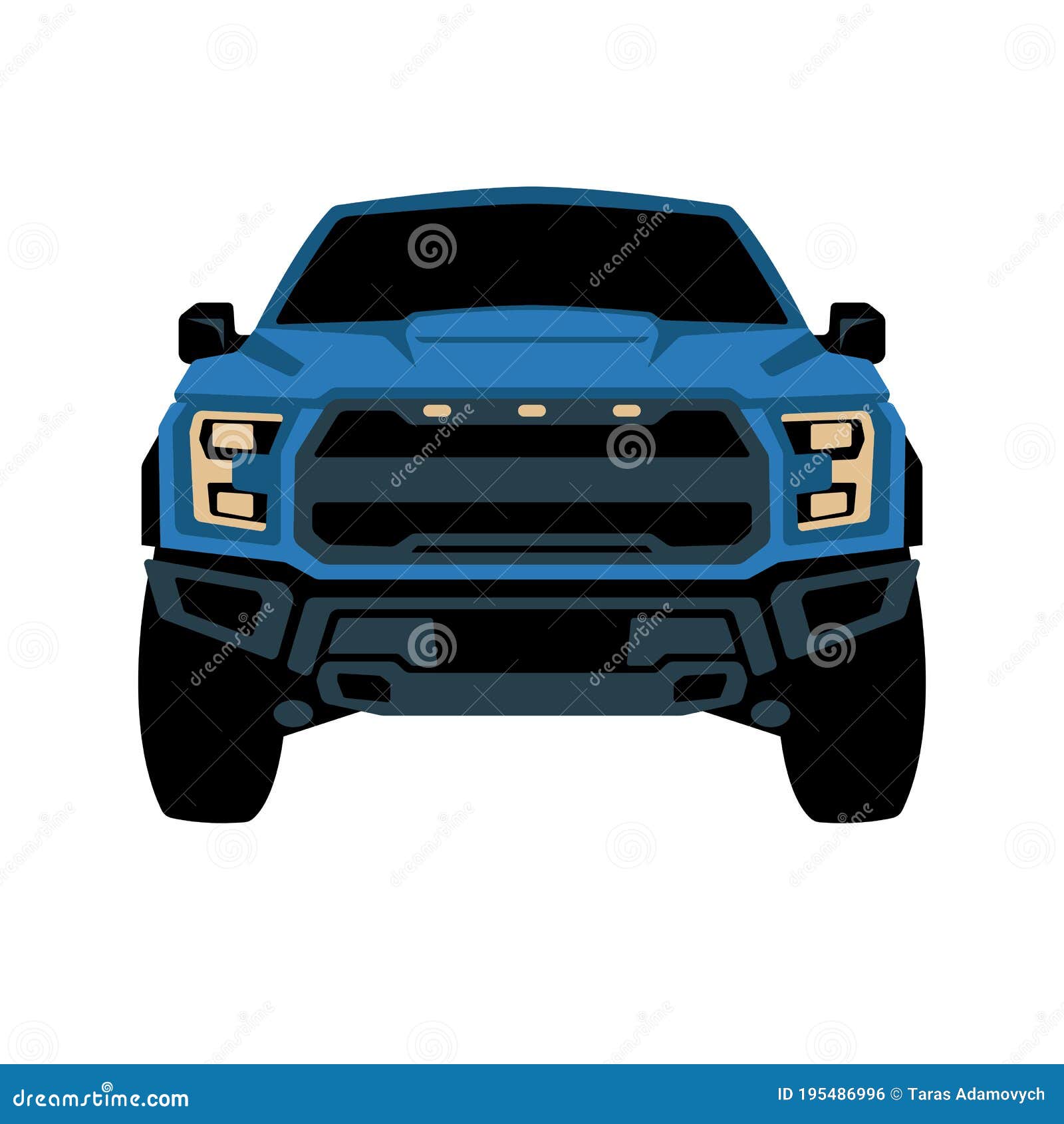 Blue Modern Truck Offroad , Front View, Vector Stock Vector ...