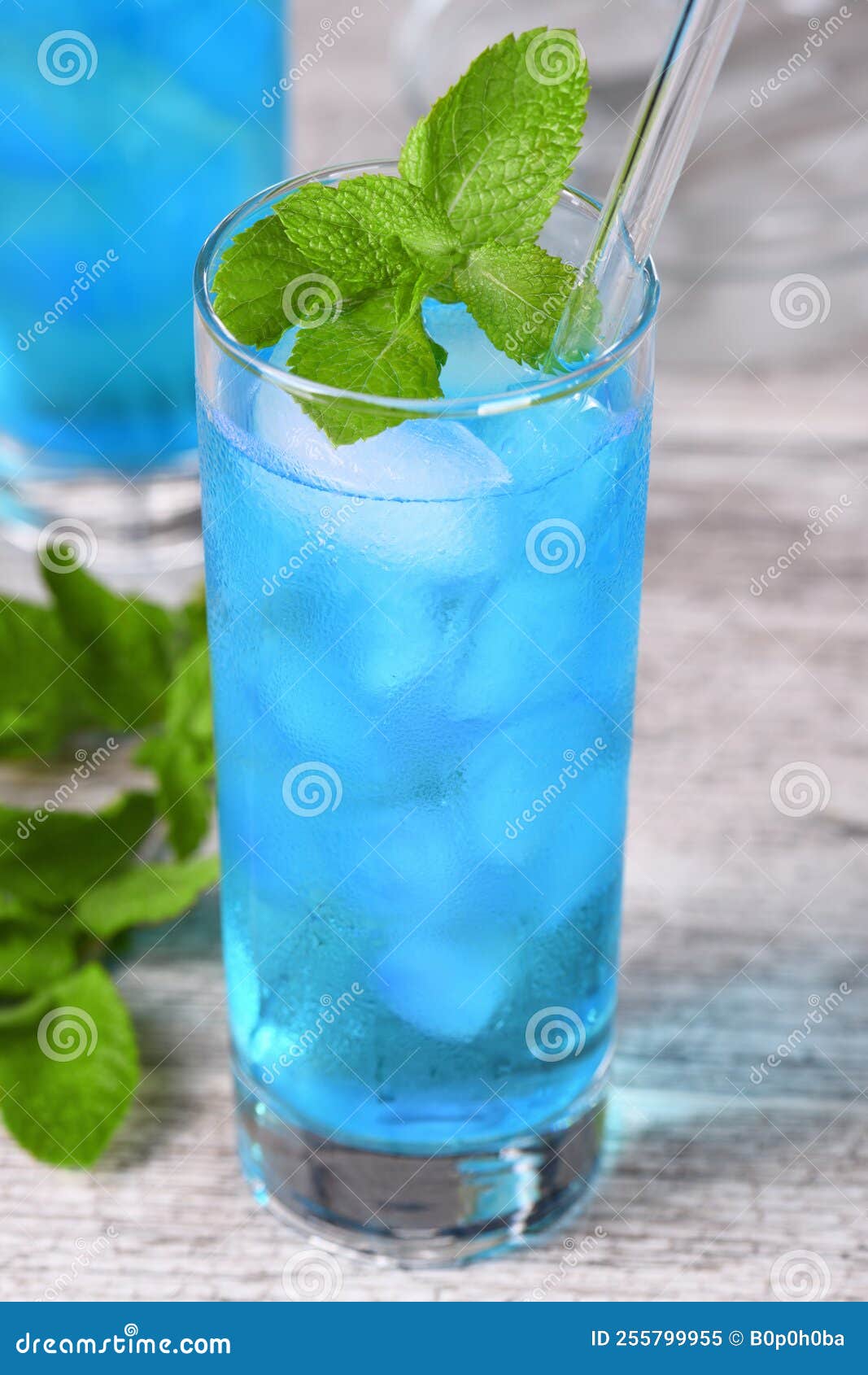 Blue Mojito Blue Curacao stock image. Image of beverage - 255799955
