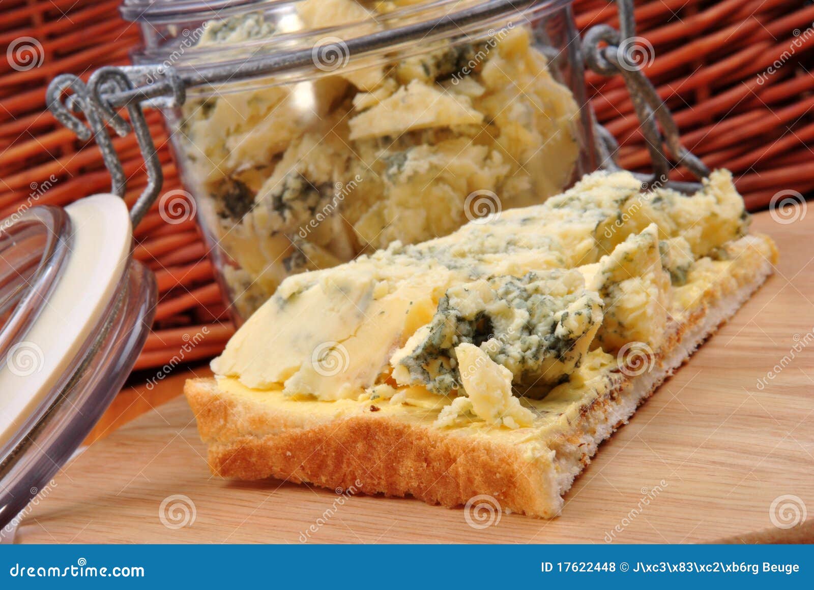 Blue Mold Cheese on Toast Bread Stock Photo - Image of mild, dinner ...