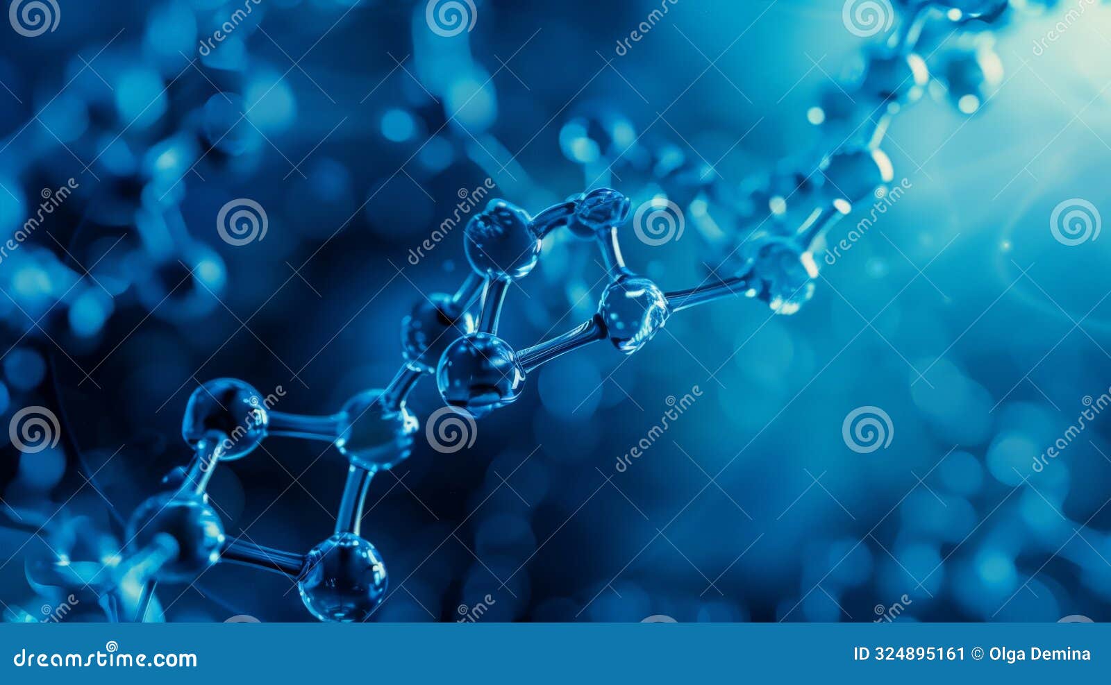 Blue Molecular Structure with Connecting Nodes on a Dark Background ...