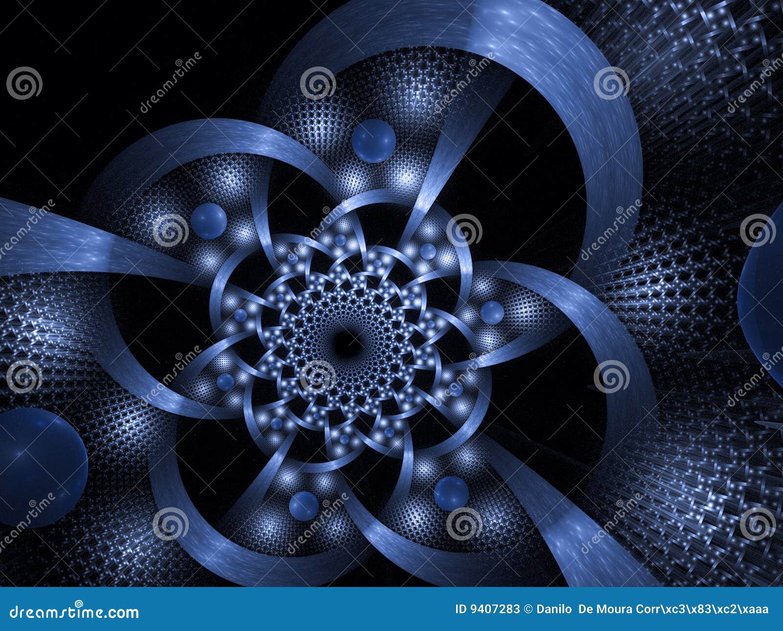 Blue Molecular Structure Fractal Stock Illustration - Illustration of ...
