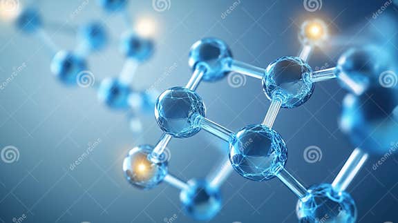 Blue Molecular Structure with Highlighted Nodes and Bonds Stock ...