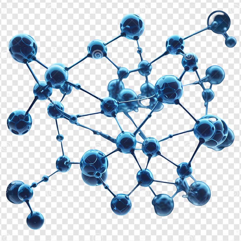 Blue Molecular Structure Network on Transparent Background Stock ...
