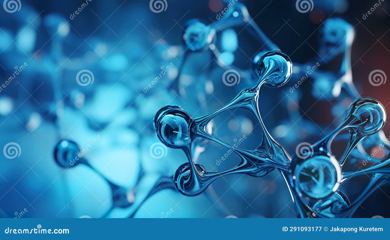 Blue Molecule Atoms Structures on Blue Liquid Serum Background Medical ...