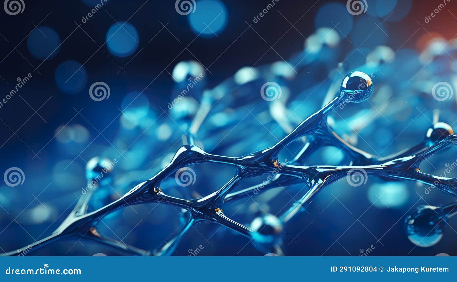 Blue Molecule Atoms Structures on Blue Liquid Serum Background Medical ...