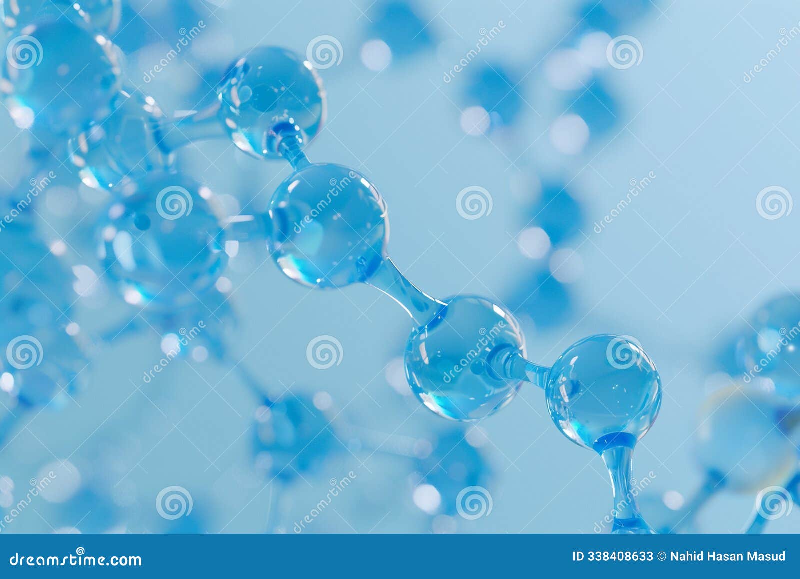 Blue Molecule Atoms Structures on Blue Liquid Serum Background Science ...