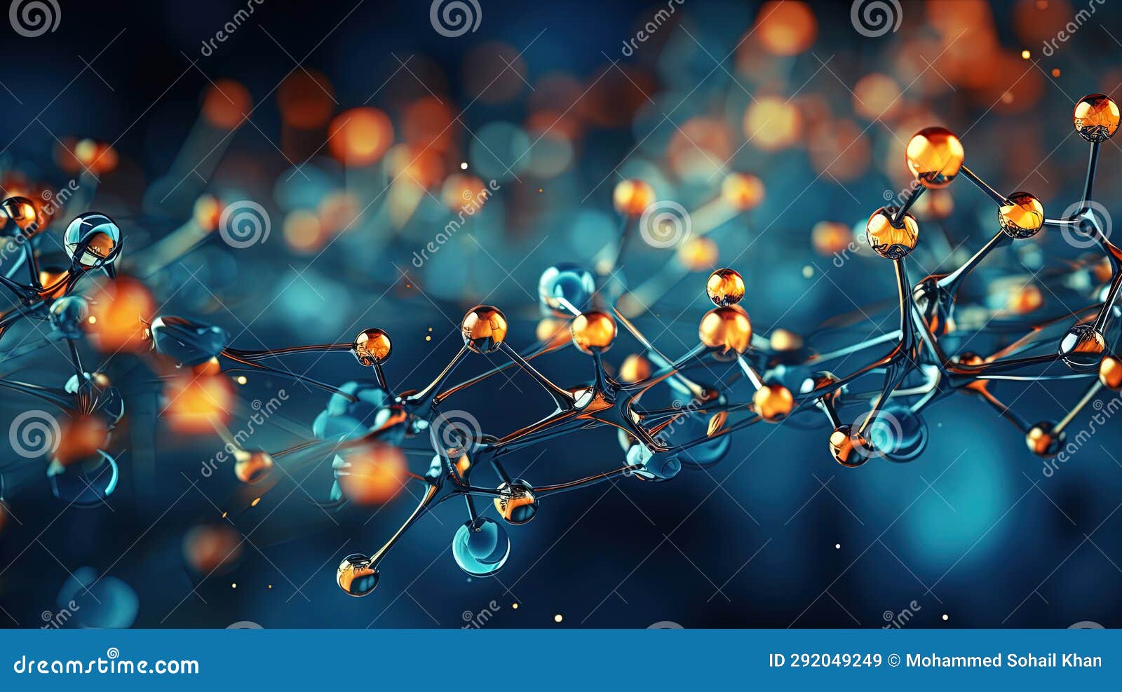 Blue Molecule DNA Model Structure Atoms Background Stock Image - Image ...