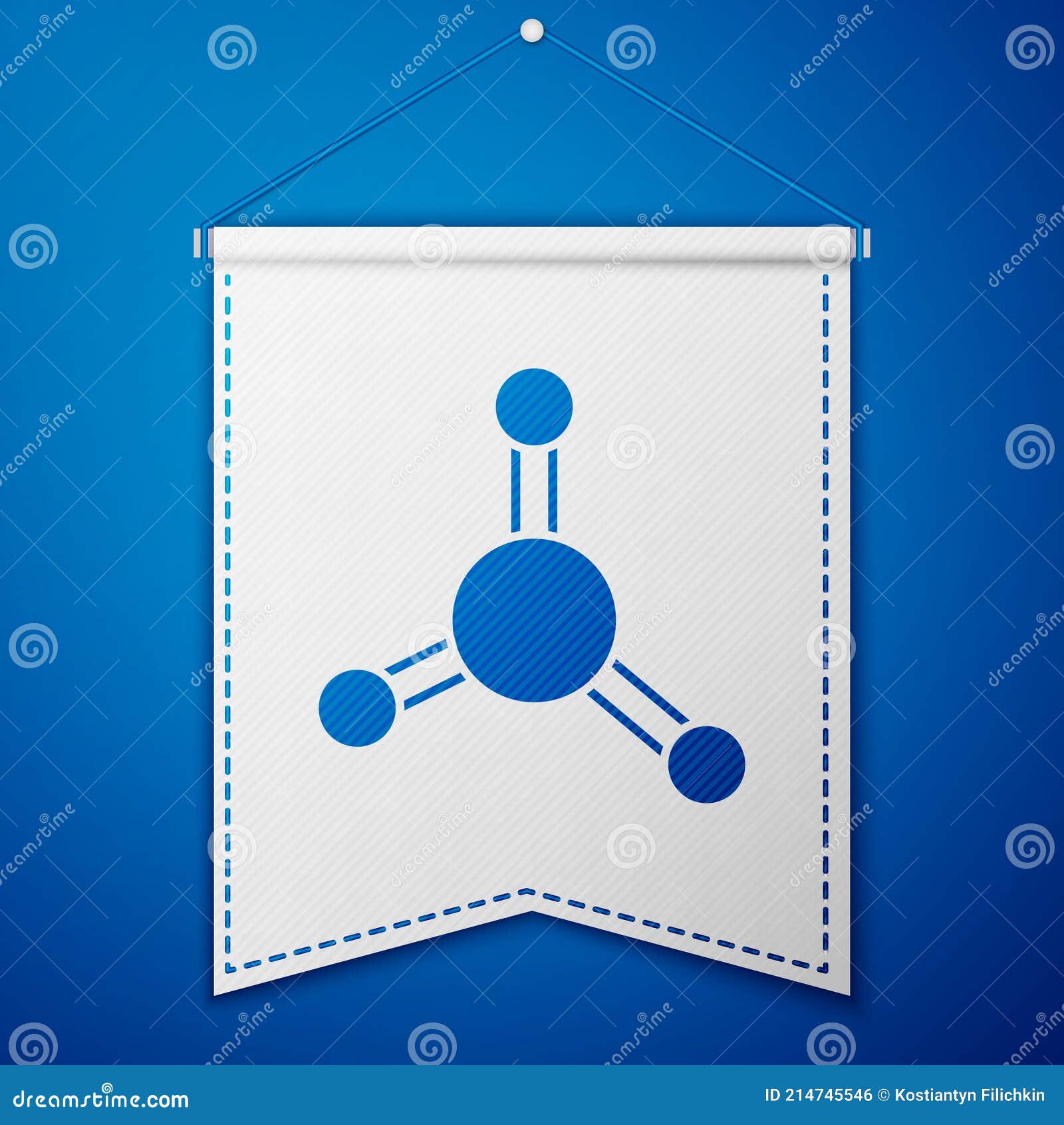 Blue Molecule Icon Isolated on Blue Background. Structure of Molecules ...