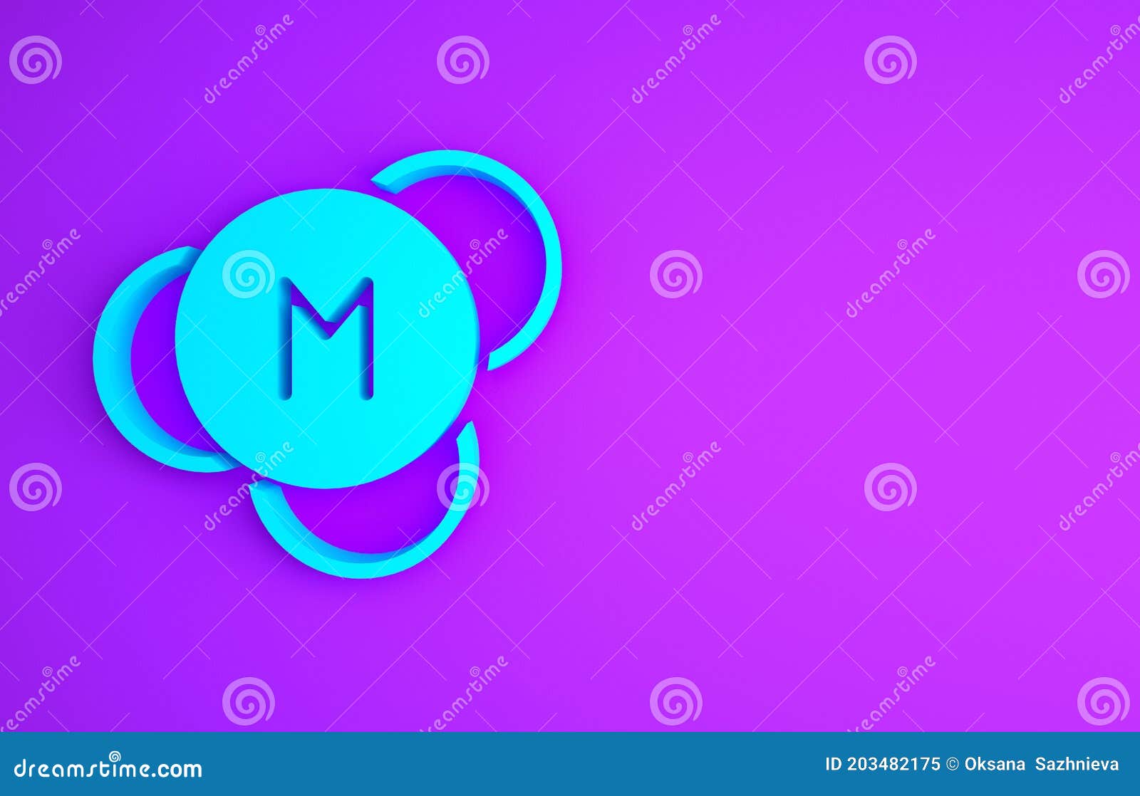 Blue Molecule Icon Isolated on Purple Background. Structure of ...