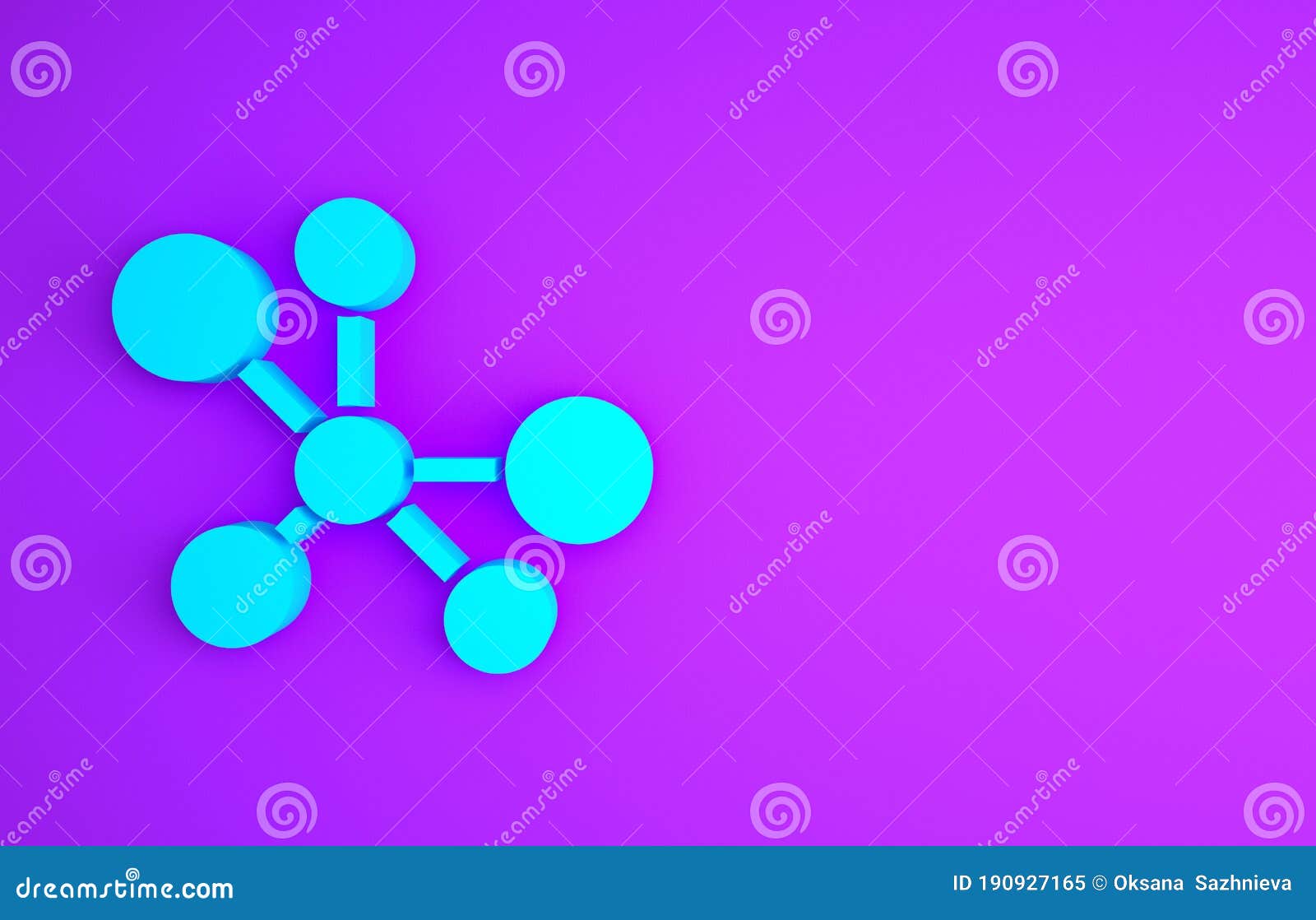 Blue Molecule Icon Isolated on Purple Background. Structure of ...