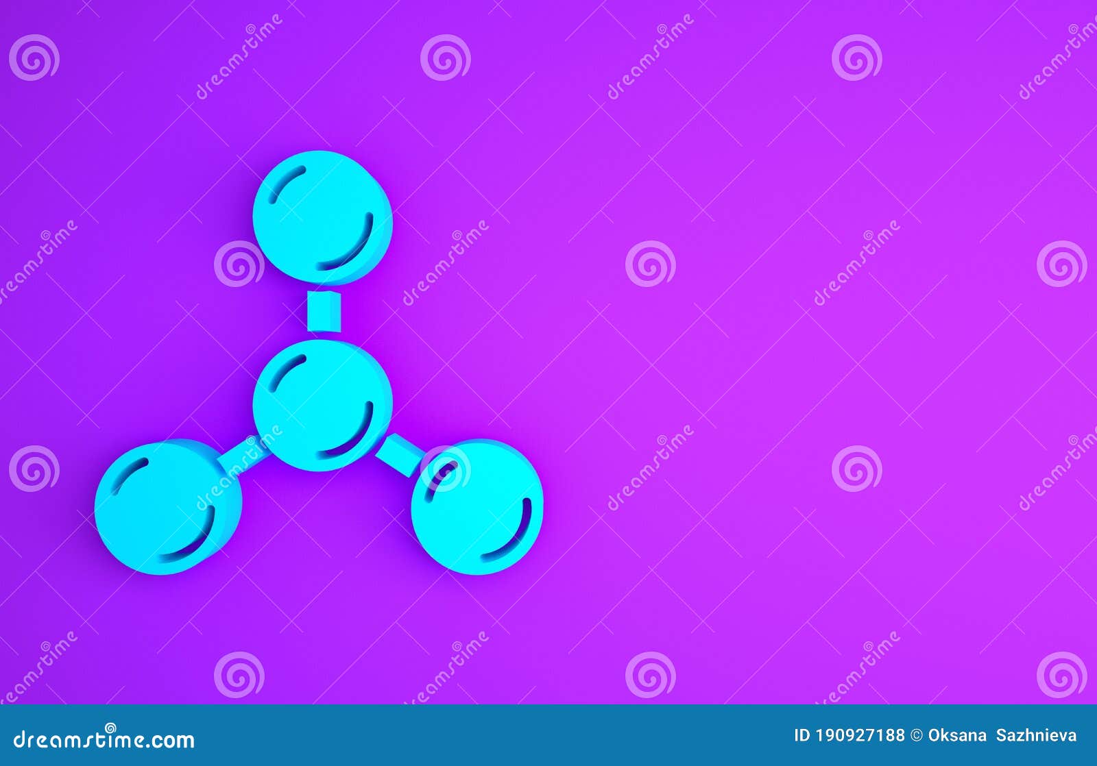 Blue Molecule Icon Isolated on Purple Background. Structure of ...
