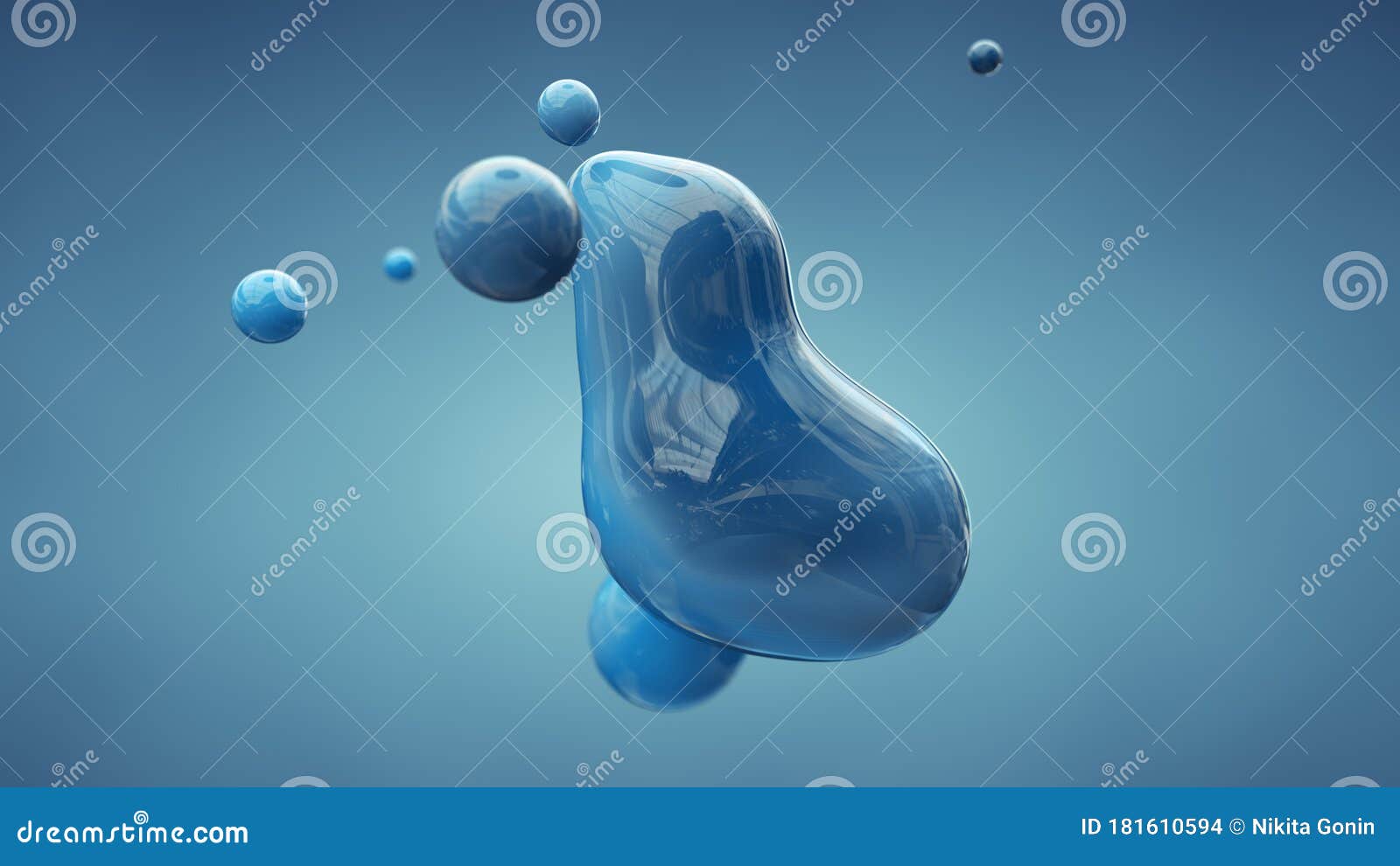 Blue Molecule in Microscope 3D Rendering Illustration Stock ...