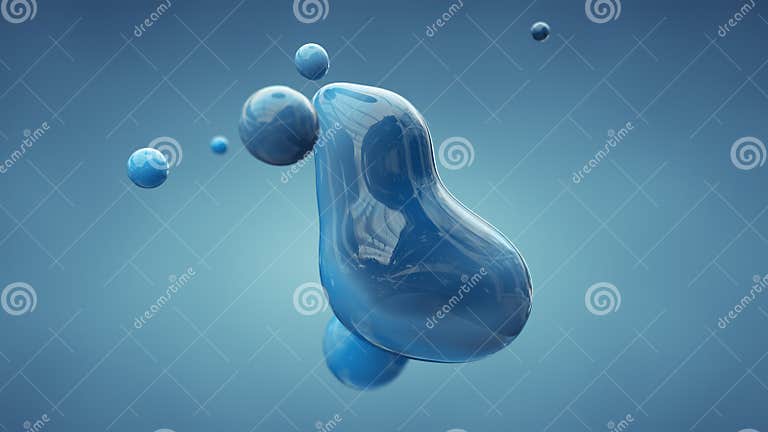 Blue Molecule in Microscope 3D Rendering Illustration Stock ...