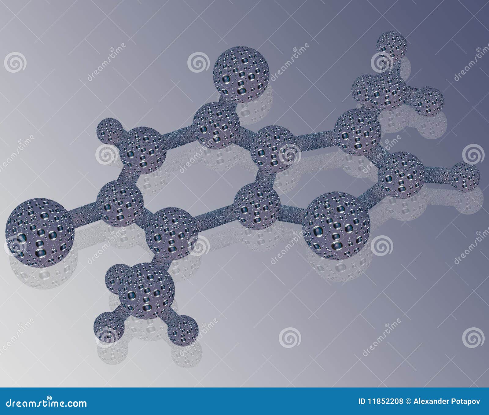 Blue Molecule with Reflection Stock Illustration - Illustration of ...