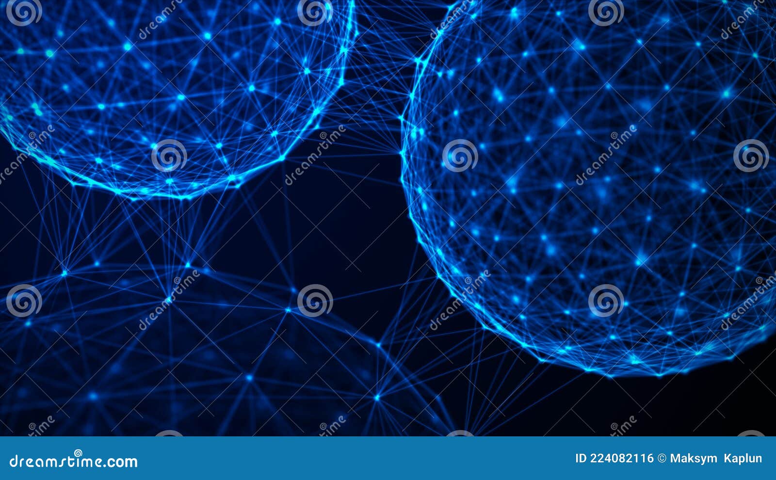 Blue Molecule. Sphere Consisting of Points. Modern Wireframe Elements ...
