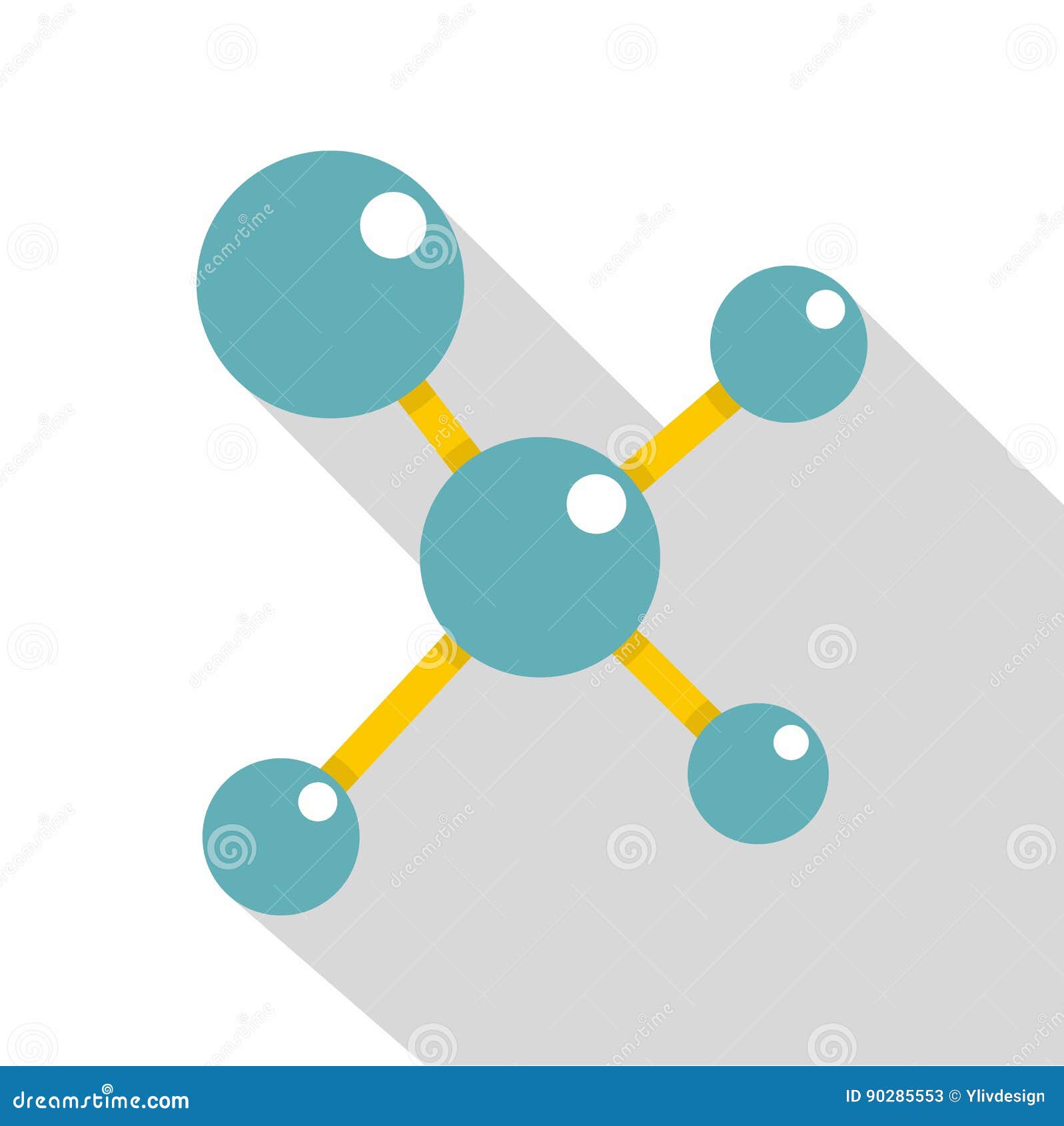 Blue Molecule Structure Icon, Flat Style Stock Vector - Illustration of ...