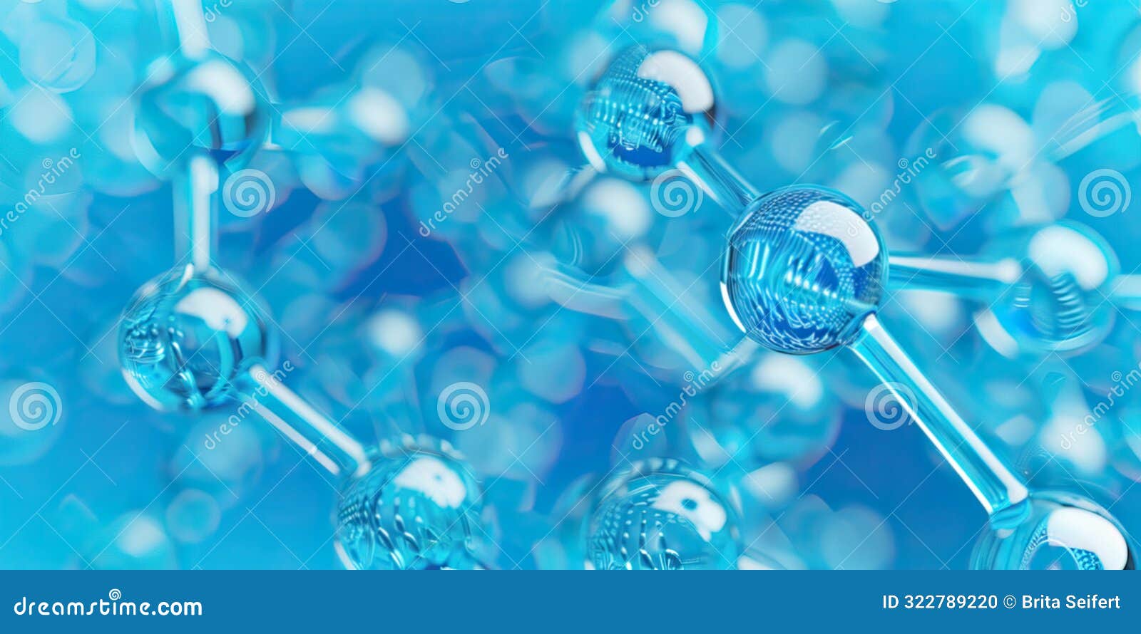 Blue Molecule Structure, Three Dimensional Stock Illustration ...