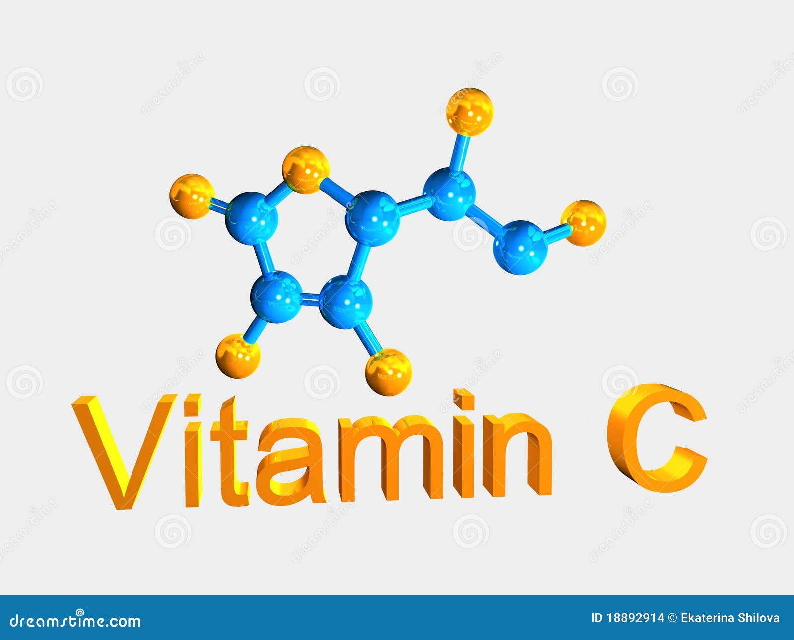 Blue Molecule Of Vitamin C And Orange Text On Whit Stock Photo ...