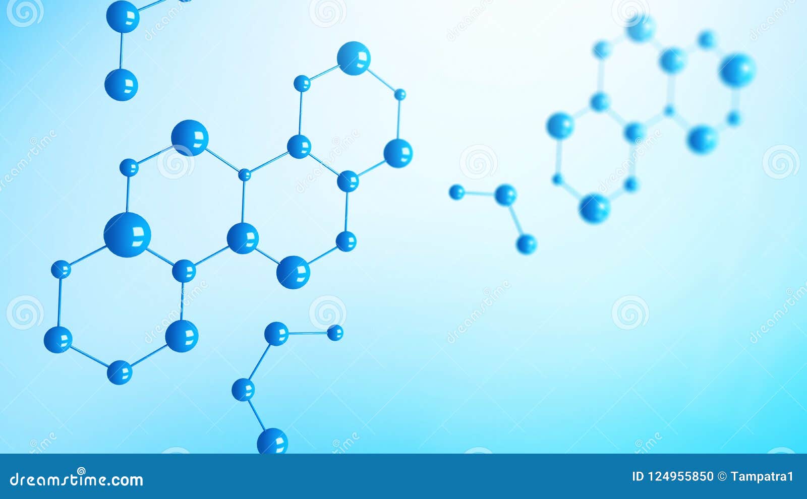 Blue Molecules or Atom on Blue Background. Abstract Structure in Stock ...