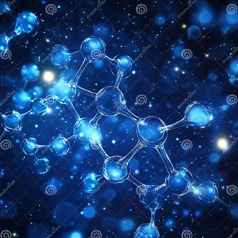 Blue Molecules and Particles Represent Scientific Research in a Cosmic ...
