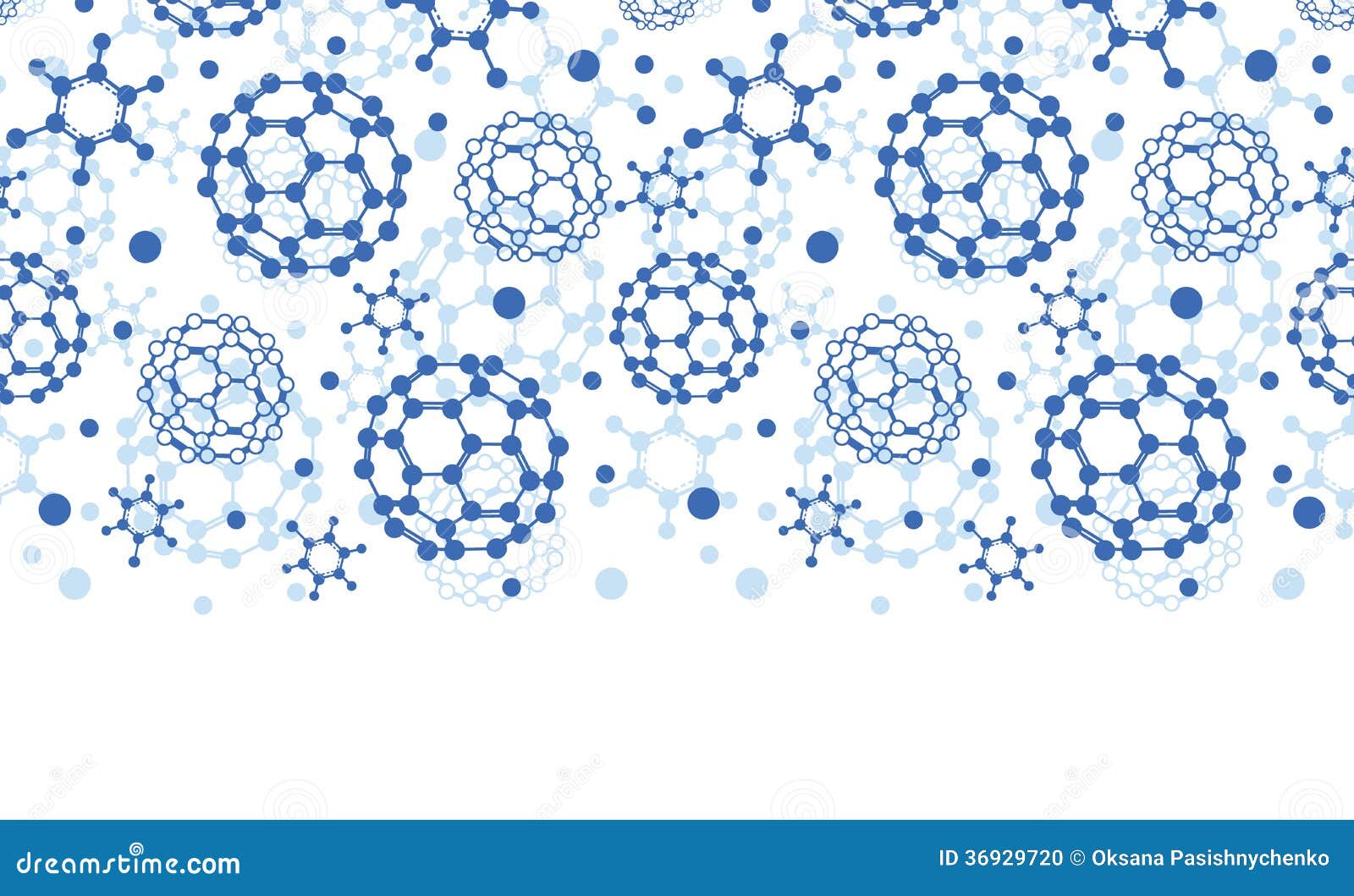 Blue Molecules Texture Horizontal Seamless Pattern Stock Vector ...