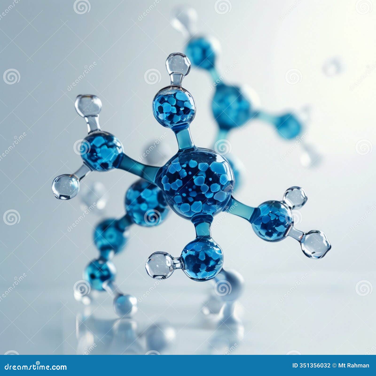 Blue Molecules on White Background. Molecules Connected with Each Other ...