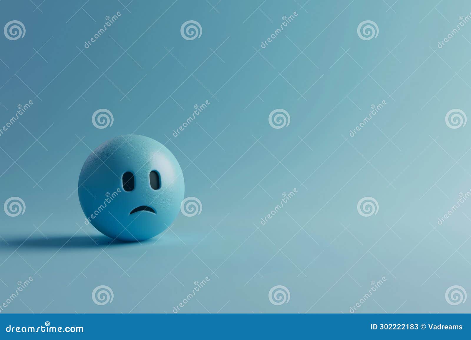 Blue Monday Concept. Sad Emoji Face on Light Blue Background Stock ...
