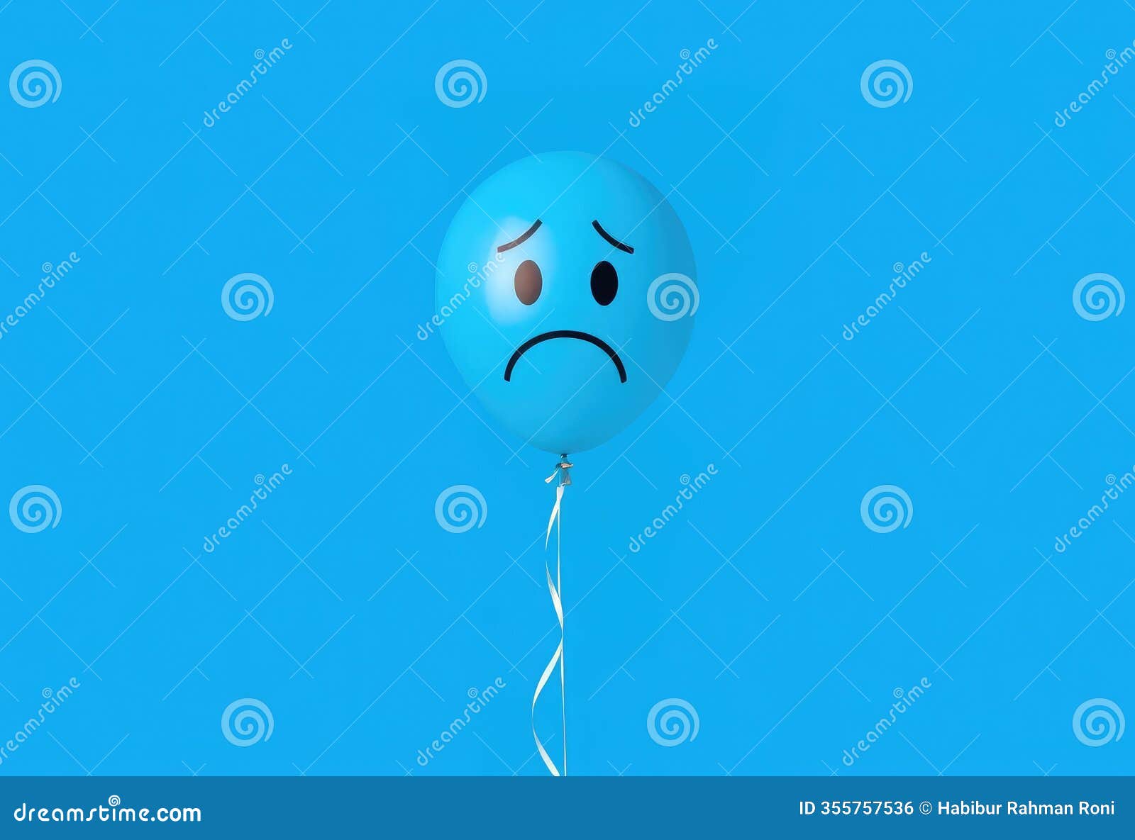 Blue Monday Concept with Sad Face Balloon Blue Background Stock ...