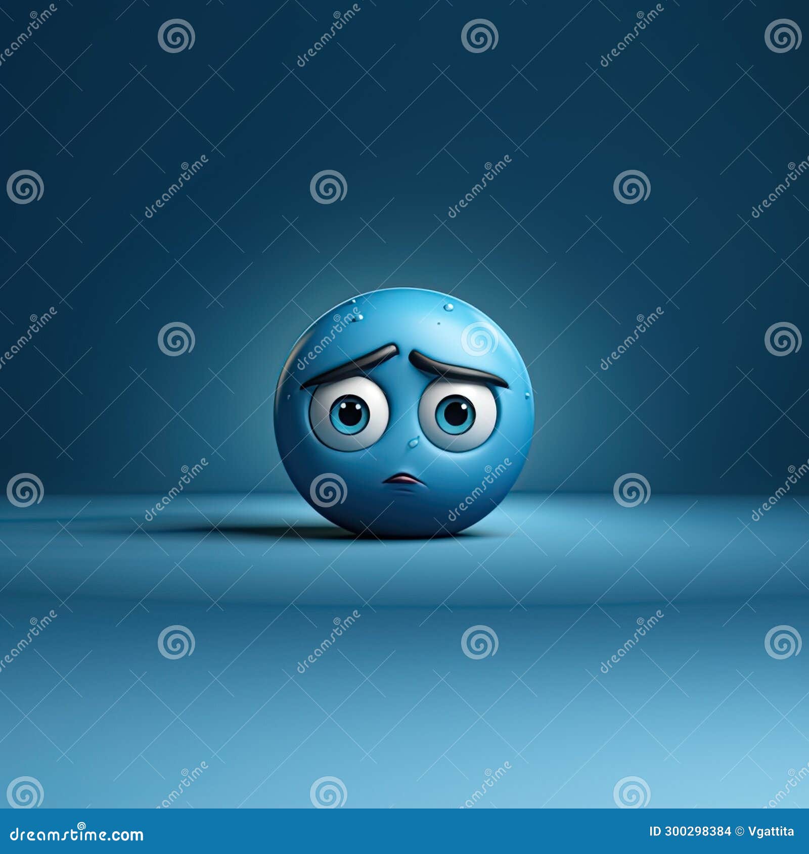 Blue Monday 3d Illustration with Sad Face Stock Illustration ...