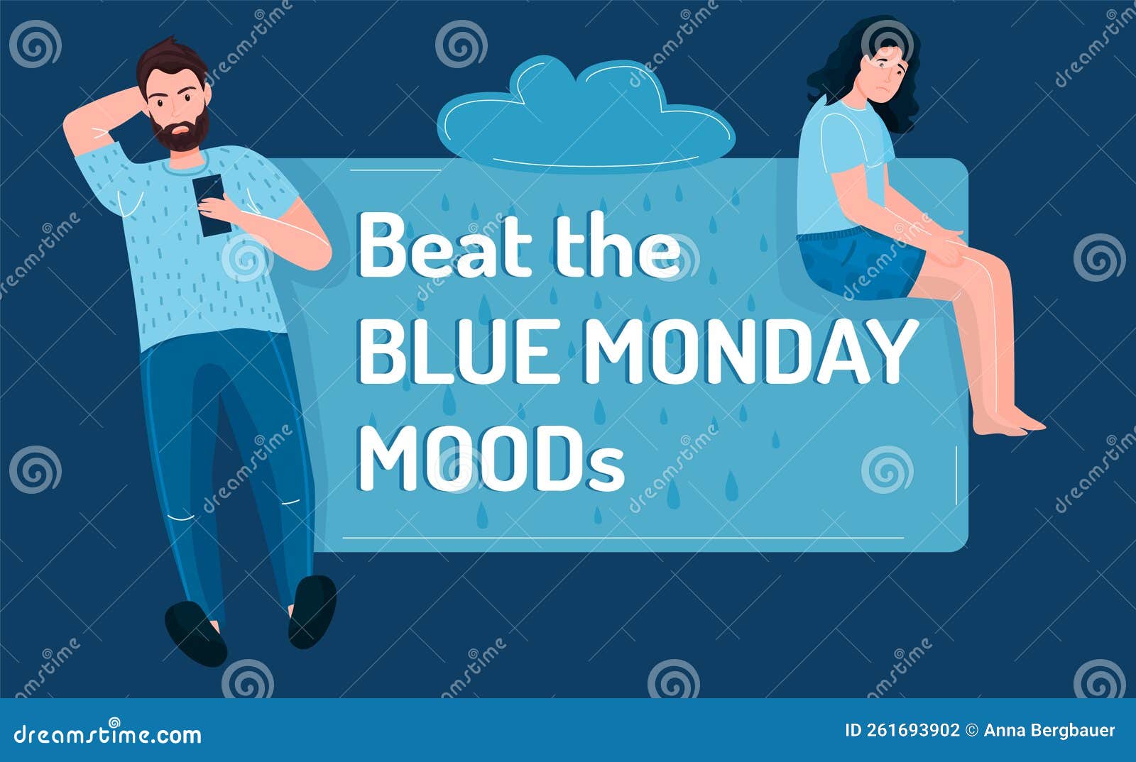 Blue Monday. The Most Depressing, Saddest Day Of The Year. Vector ... Blue Monday. The Most Depressing, Saddest Day Of The Year. Vector ...
