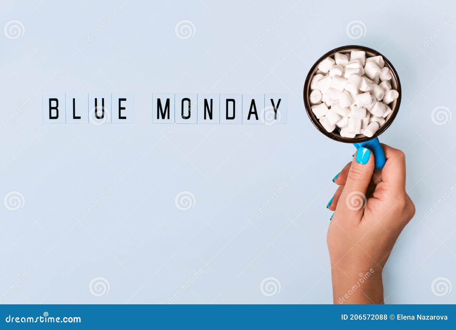 A Sad Blue Monday Emoticon Is Drawn On A Hot Air Balloon On A Blue ...