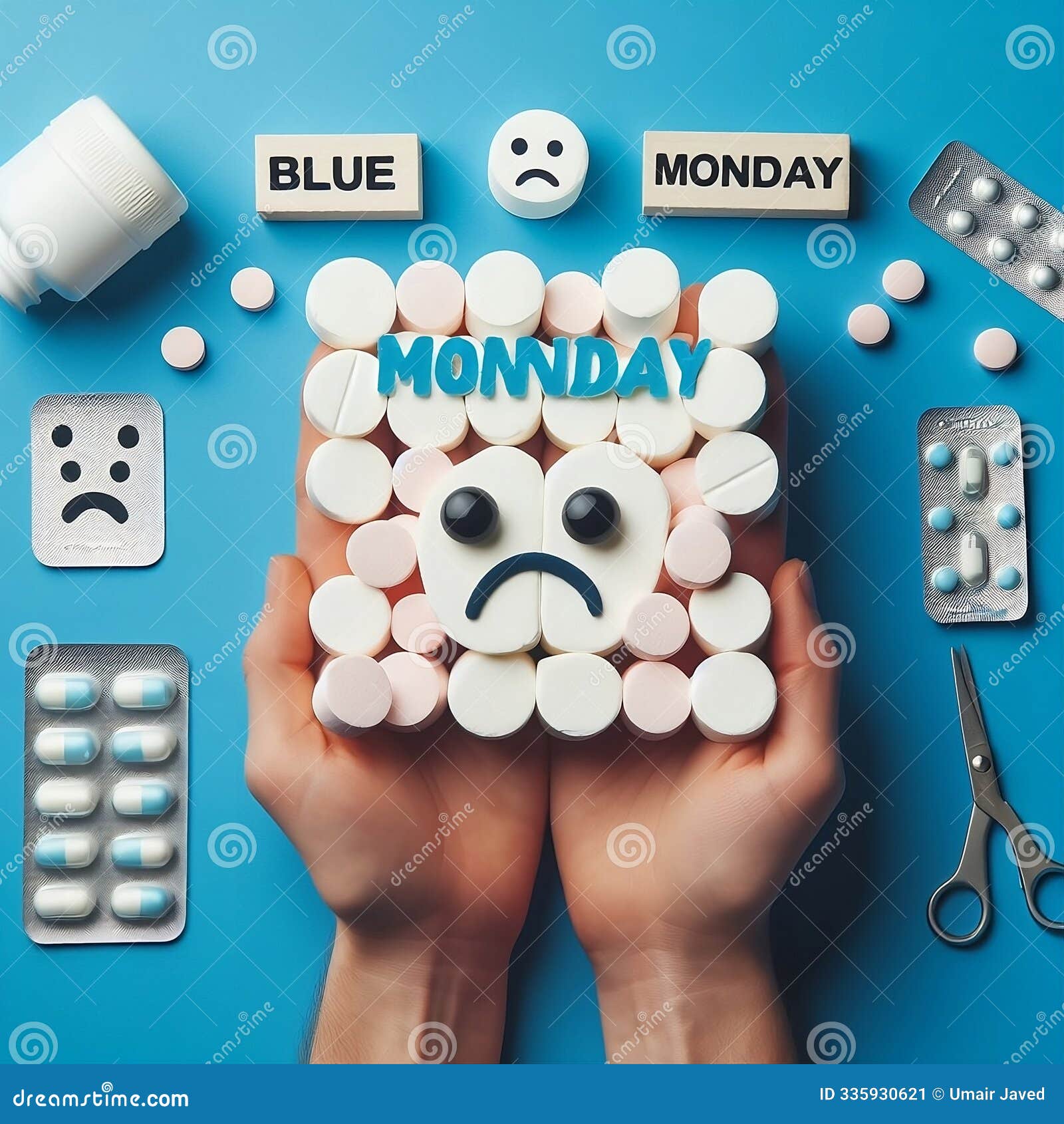 Blue Monday: a Visual Reflection on Emotions, Poster Stock Illustration ...