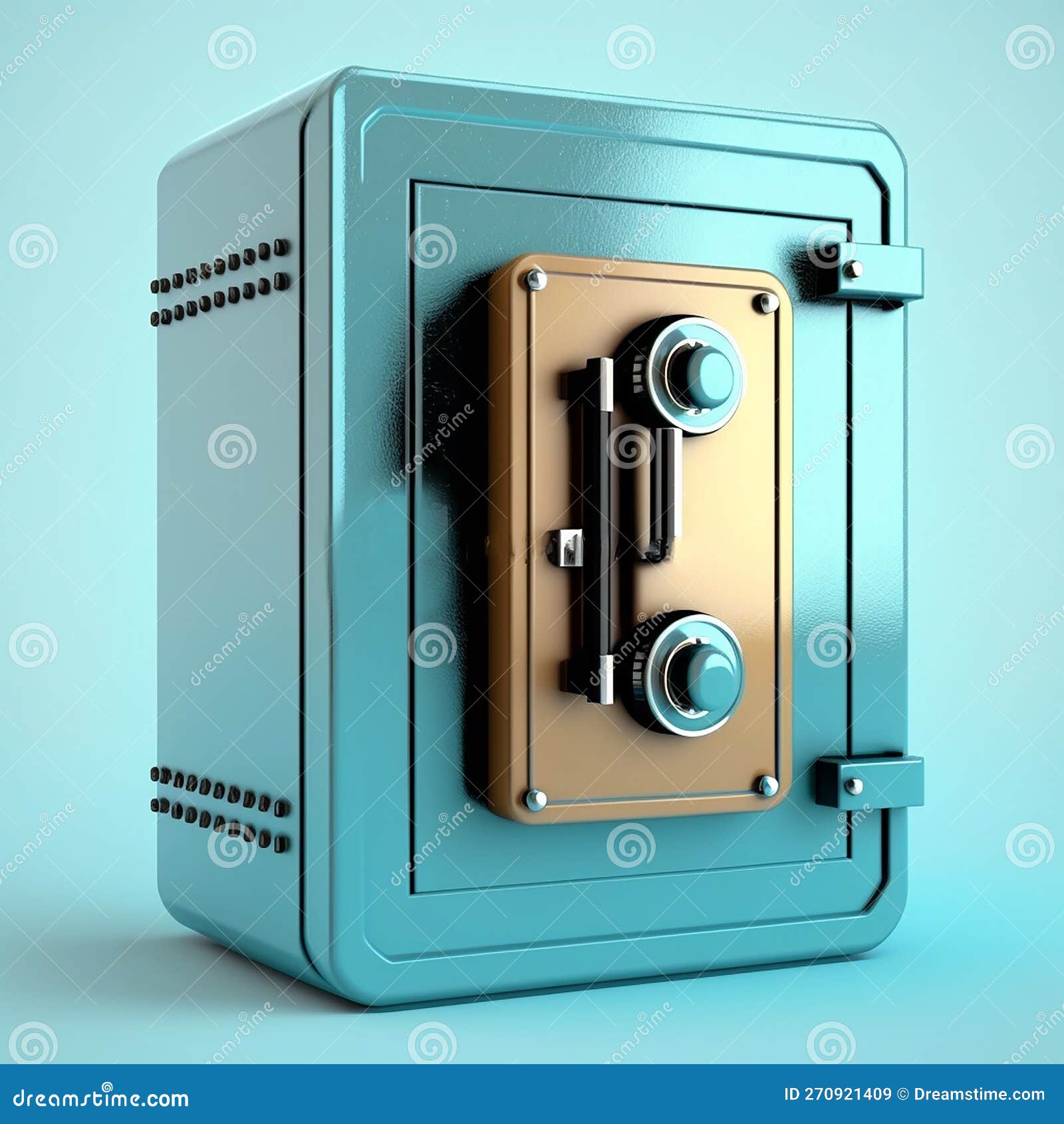 Blue Money Safe with Gilded Doors, Generative Ai Stock Illustration ...