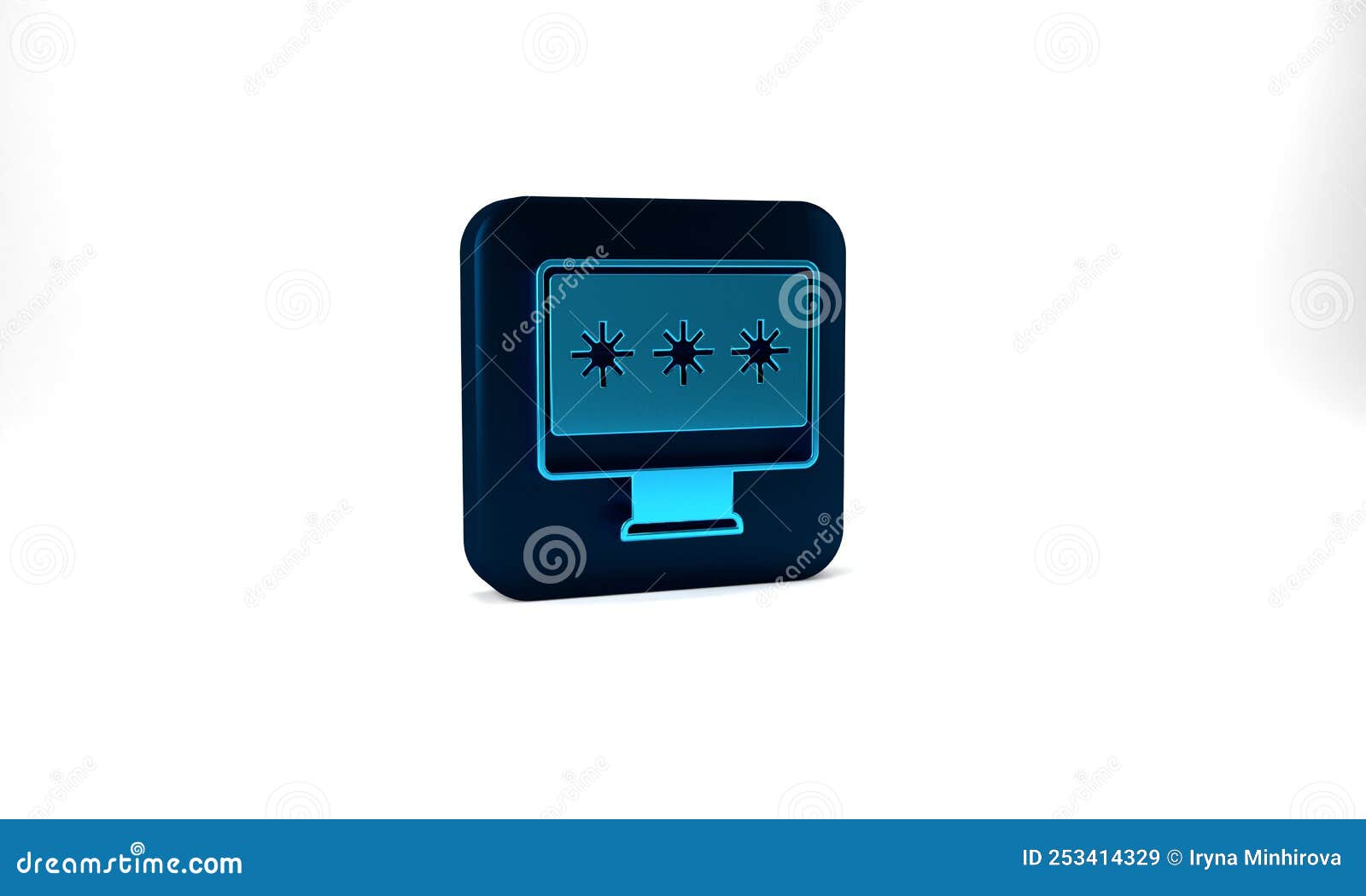 Blue Monitor with Password Notification Icon Isolated on Grey ...