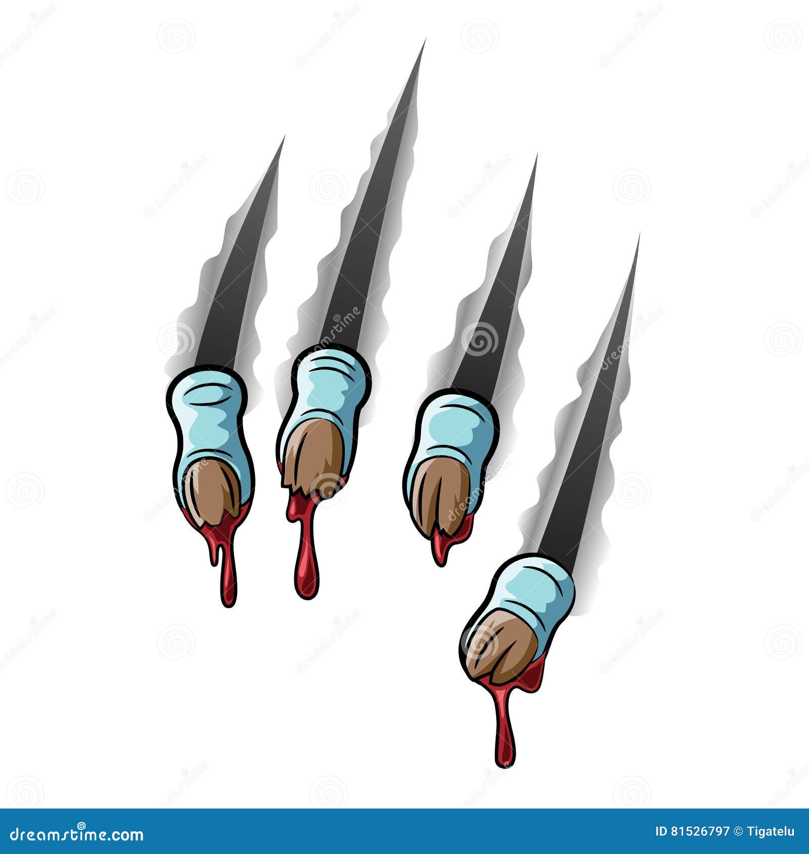 Blue Monster Claw Breaking through Ripping Tearing Stock Vector ...