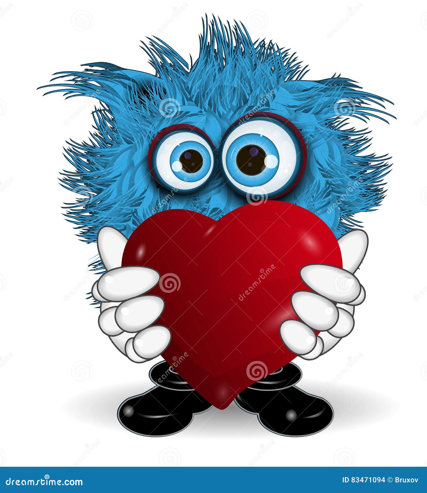 Blue Monster Keeps Heart stock vector. Illustration of love - 83471094