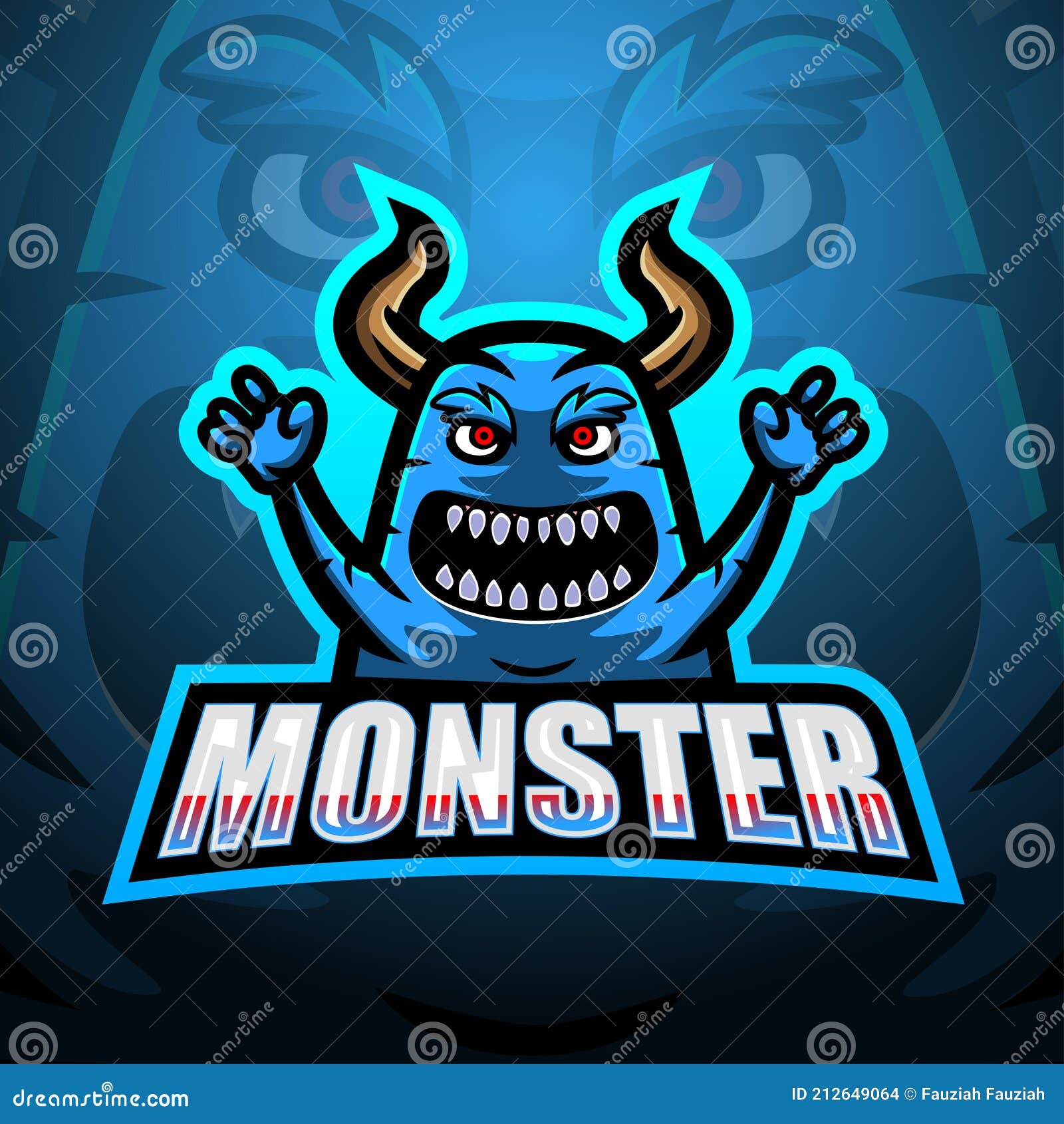 Blue Monster Mascot Logo Design Stock Vector - Illustration of bizarre ...