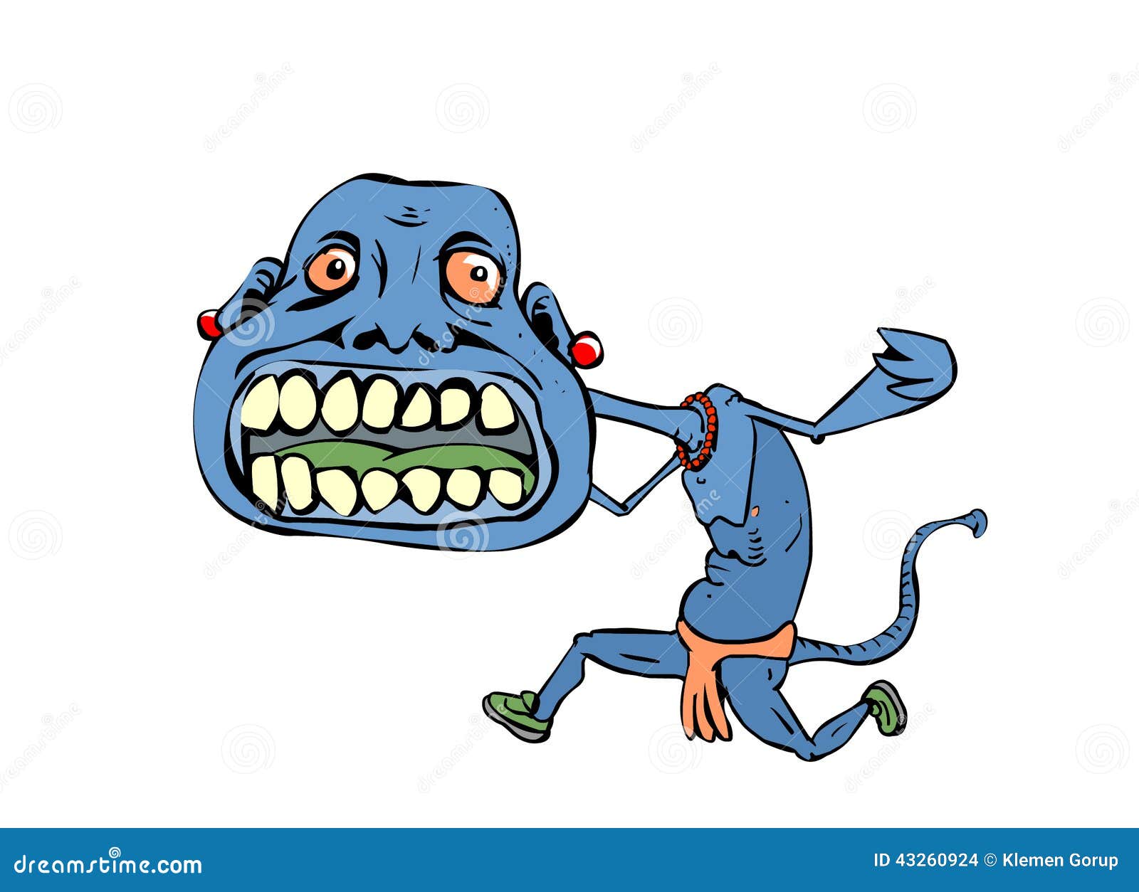 Blue monster running stock illustration. Illustration of teeth - 43260924