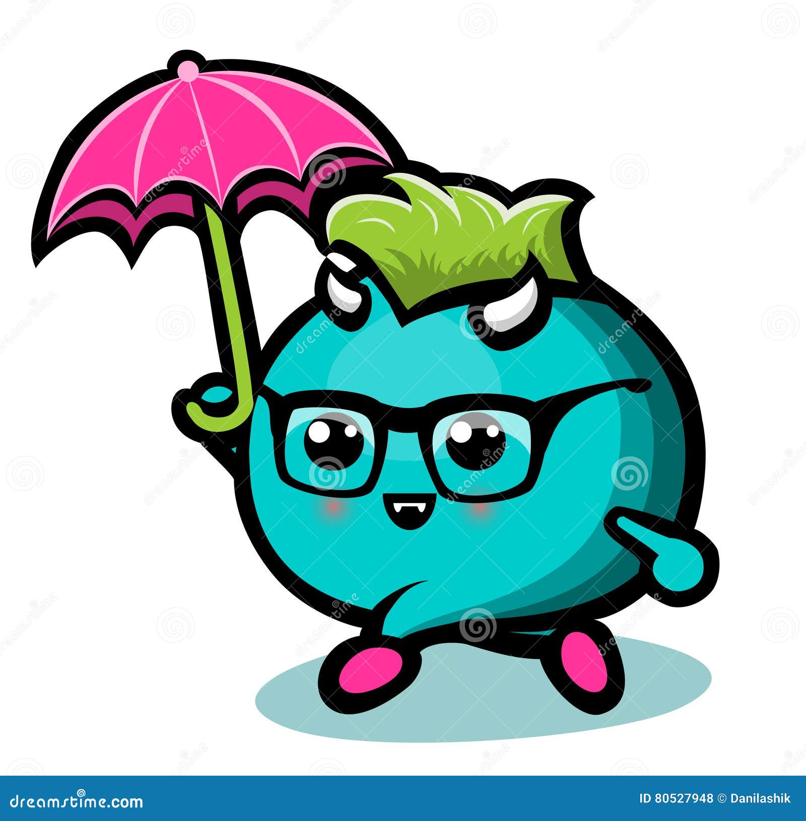 Blue Monster with Under Rain Stock Vector - Illustration of fantastic ...