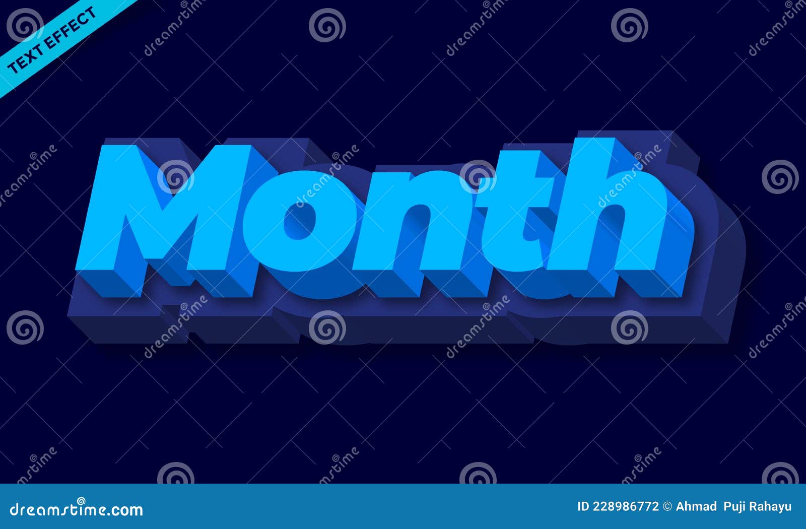 Blue month 3d text effect stock vector. Illustration of december ...