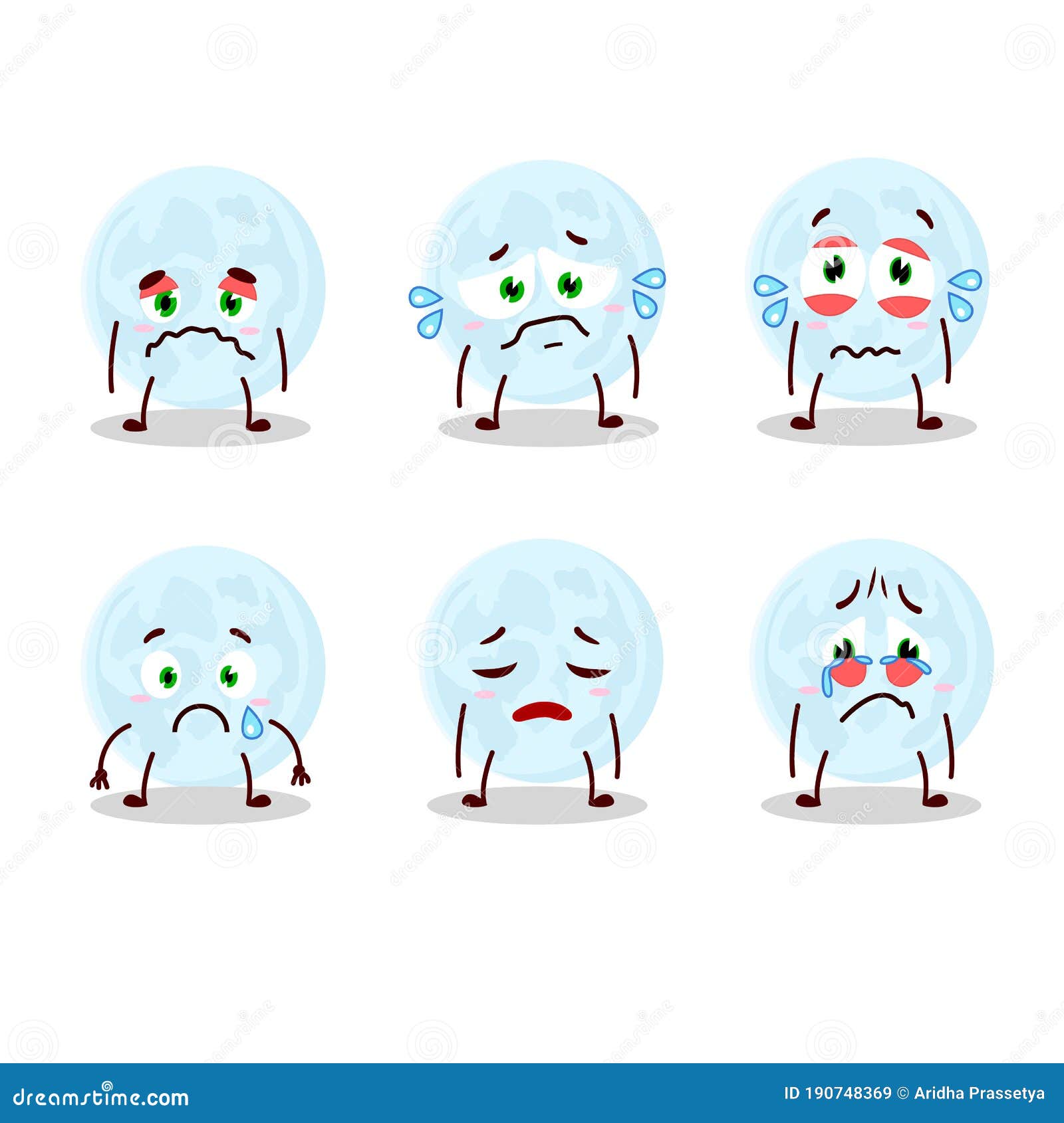 Blue Moon Cartoon Character with Sad Expression Stock Vector ...