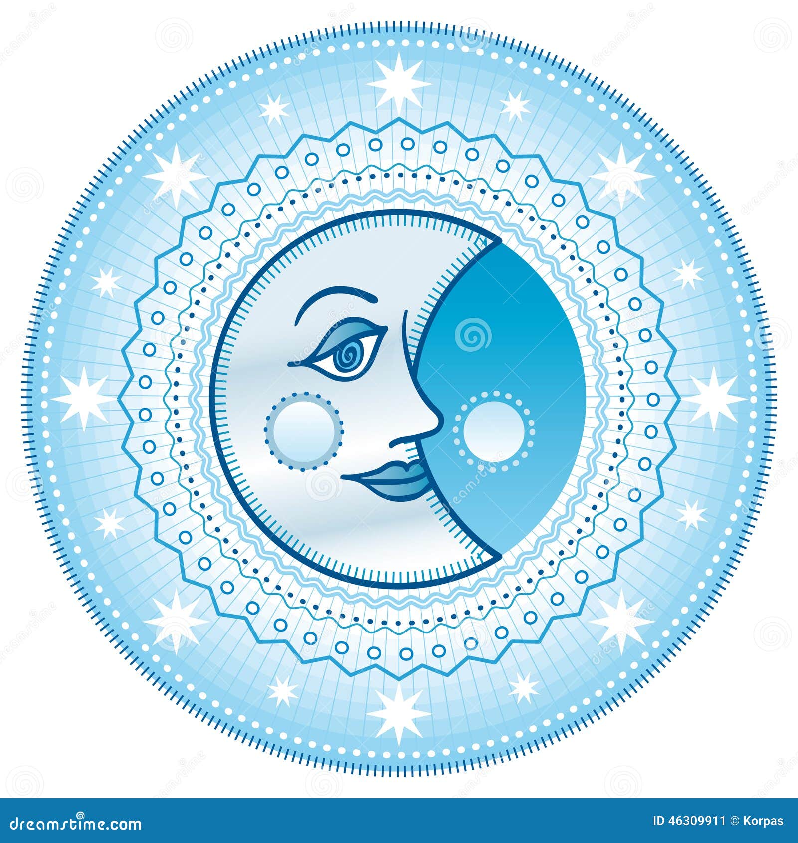 Blue moon stock vector. Illustration of dark, star, night - 46309911