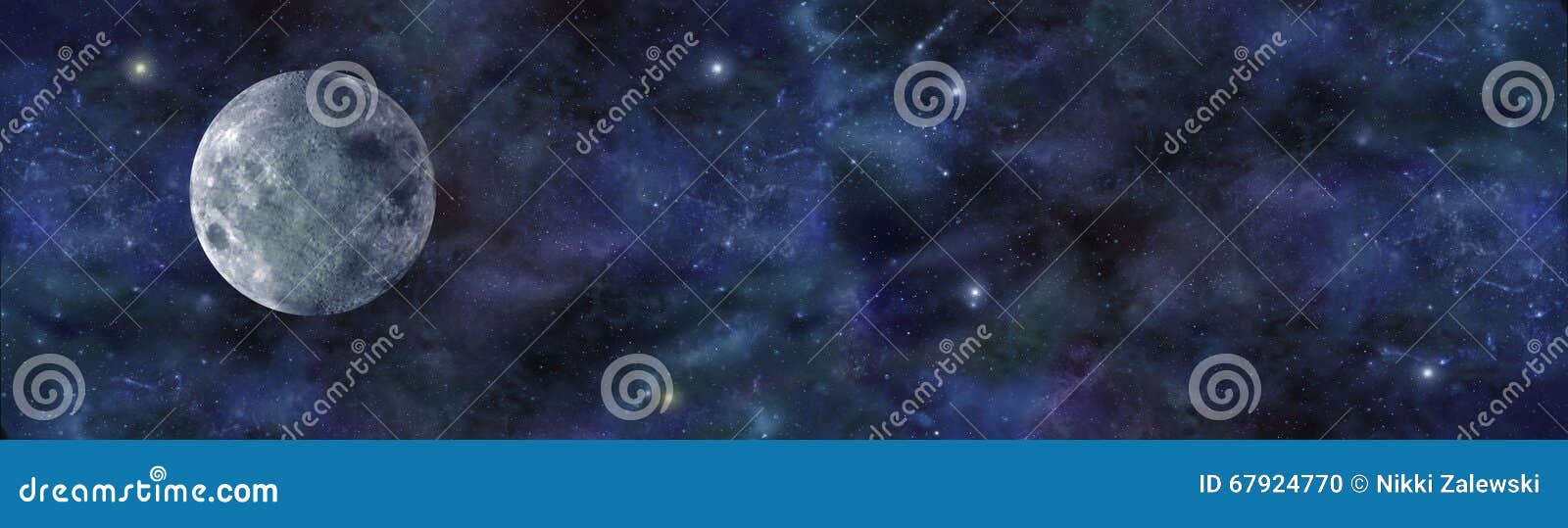 Blue Moon Deep Space Banner Stock Illustration - Illustration of ...