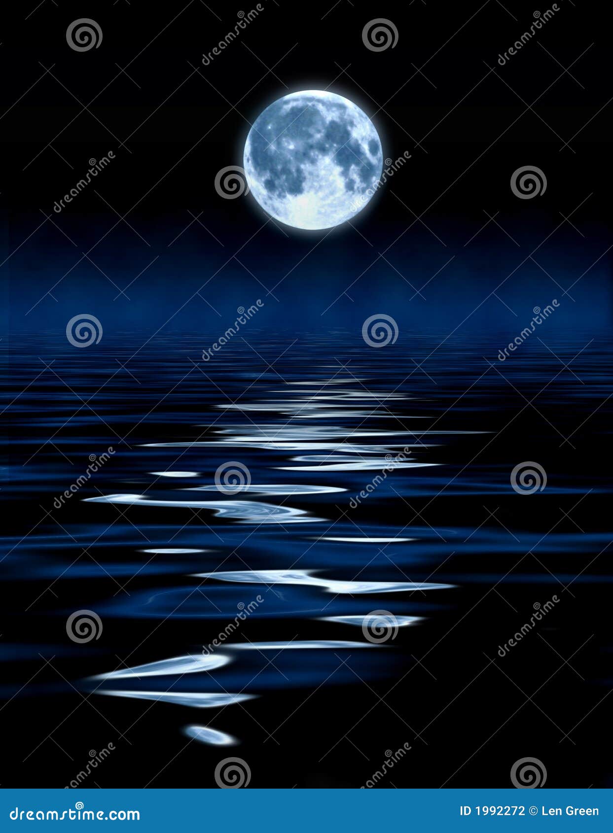 Blue Moon Ocean stock photo. Image of night, reflect, satellite - 1992272